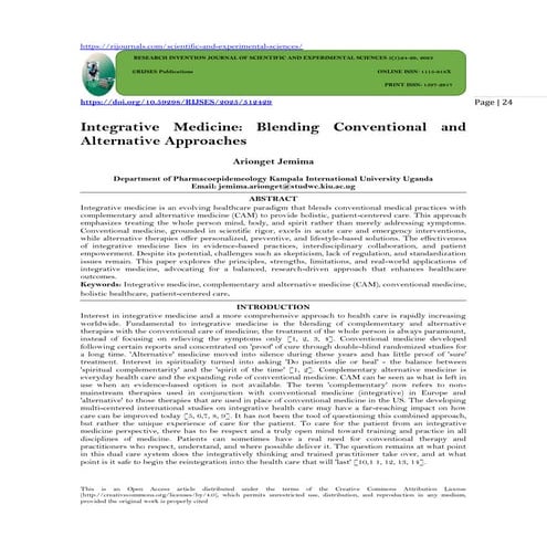 Integrative Medicine: Blending Conventional and Alternative Approaches ...