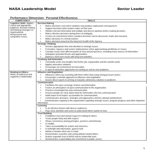 N A S A Leadership Model | PDF