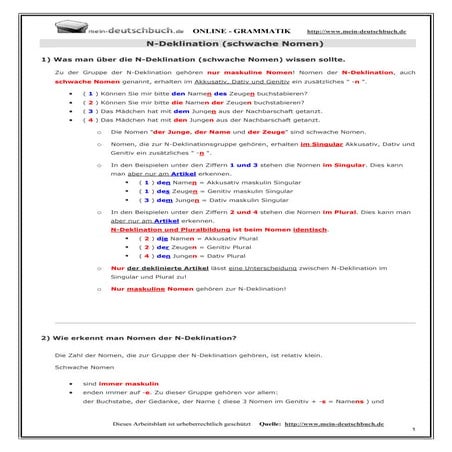 N deklination | PDF