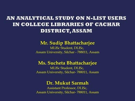 Overview of N-LIST, Shodhganga, Shodhgangotri and E-PGPathshala | PPT