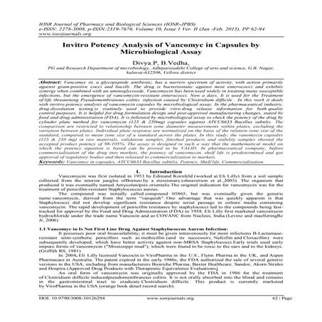 Invitro Potency Analysis of Vancomyc in Capsules by Microbiological ...