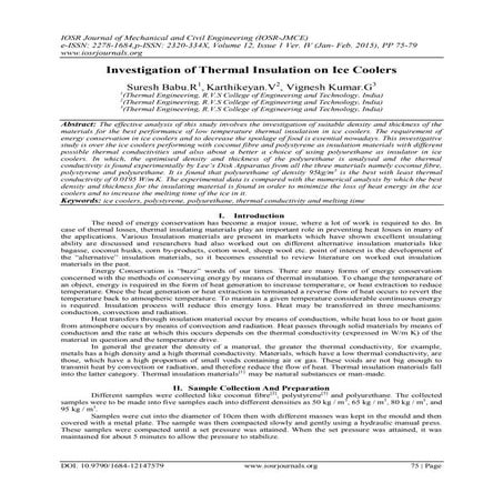 Investigation of Thermal Insulation on Ice Coolers | PDF