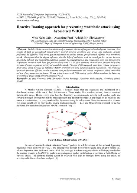 Reactive Routing Approach For Preventing Wormhole Attack Using Hybridized Whop Pdf