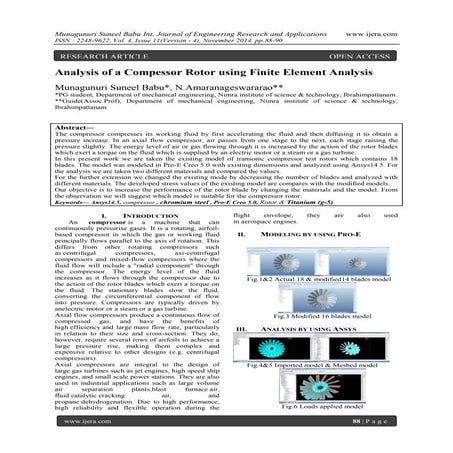 Analysis of a Compessor Rotor using Finite Element Analysis | PDF