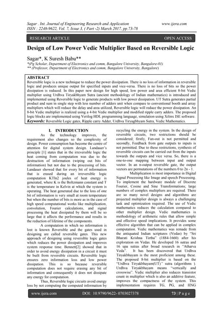 Low Power 32×32 bit Multiplier Architecture based on Vedic Mathematics ...