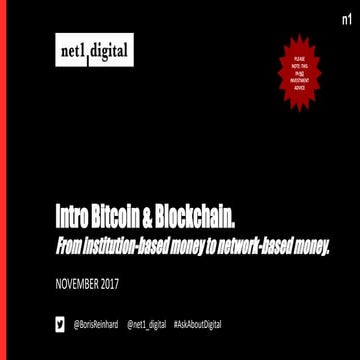 net1.digital - Bitcoin & Blockchain Intro - Network-based money | PPT