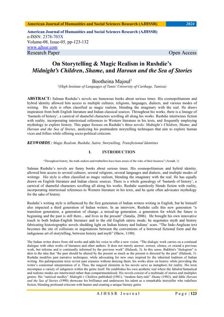 Magical Realism in 'Midnight's Children' - Paper 202 | PPTX