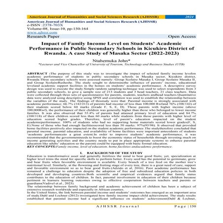 Impact of Family Income Level on Students’ Academic Performance in ...