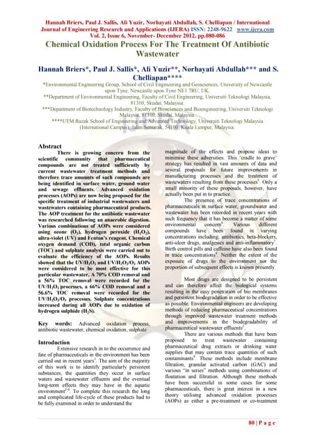 Advanced oxidation processes | PPTX