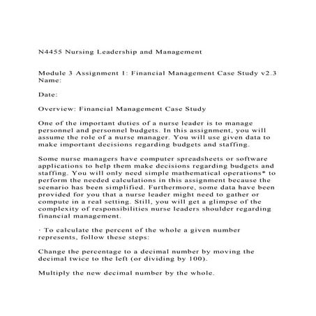 N4455 Nursing Leadership and ManagementModule 3 Assignment.docx