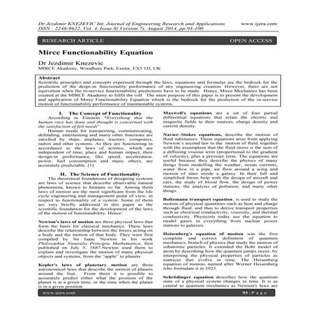 Mirce Functionability Equation | PDF