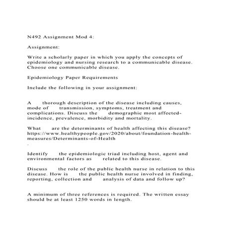 N492 Assignment Mod 4AssignmentWrite a scholarly paper.docx | Infectious Diseases | Diseases and ...