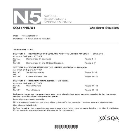 National 5 Modern Studies exemplar exam | PDF