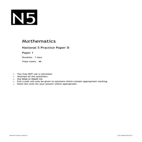 N5 practice papers d f with solutions | PDF