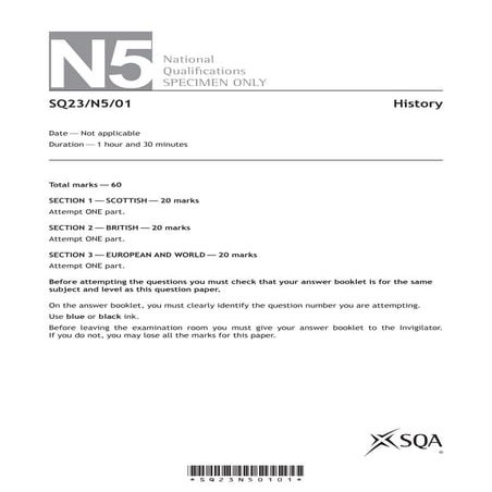 N5 sample paper history | PDF