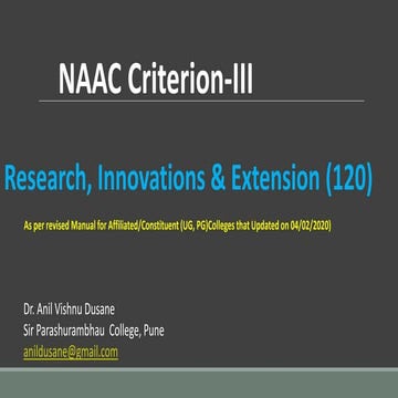 NAAC New Assessment & Accreditation Framework 2024 | PPTX