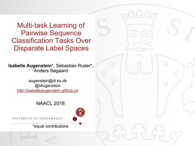 Multi Task Learning Of Pairwise Sequence Classification Tasks Over 4874