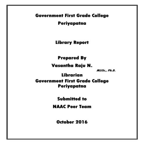 NAAC Library Report-GFGC Periyapatna | PDF