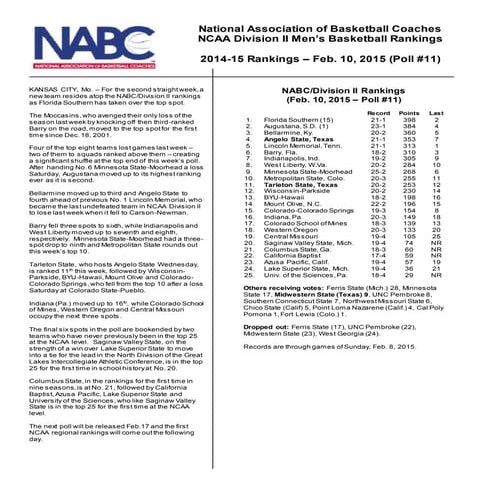 Nabc rankings feb1015 | PDF