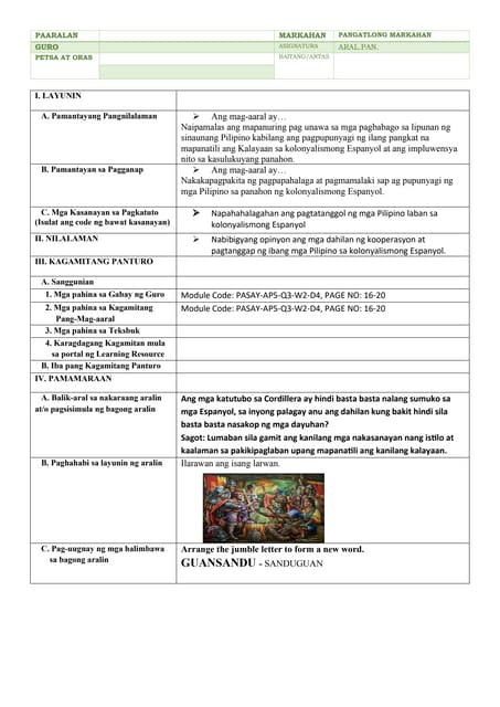 Values Integration Demo lesson Plan In filipino VI | DOCX