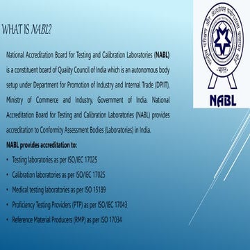 What is NABL and how to get its accreditation and its scope. | PPTX