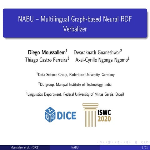 NABU - Multilingual Graph-based Neural RDF Verbalizer | PPT