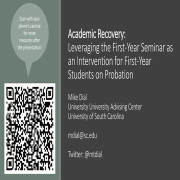 Academic Recovery: Leveraging the First-Year Seminar as an Intervention ...