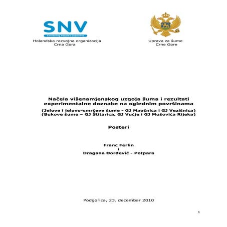 Načela višenamjenskog uzgoja šuma i izbora stabala za sječu - posteri (Principles of ...