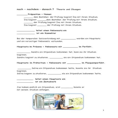 NACH - NACHDEM - DANACH - NACHHER - Theorie und Übungen | PDF