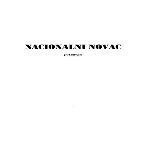 Nacionalni novac prvi kolok | DOC