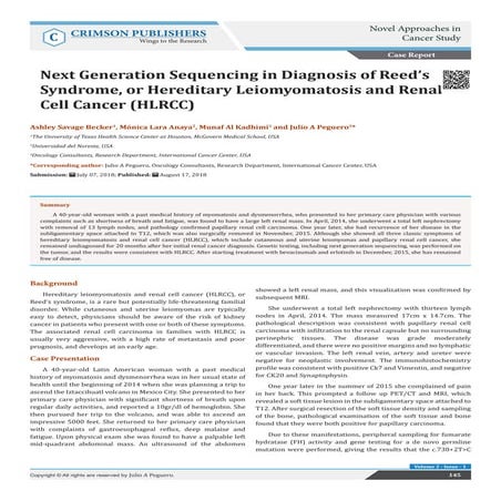Next Generation Sequencing in Diagnosis of Reed’s Syndrome, or ...