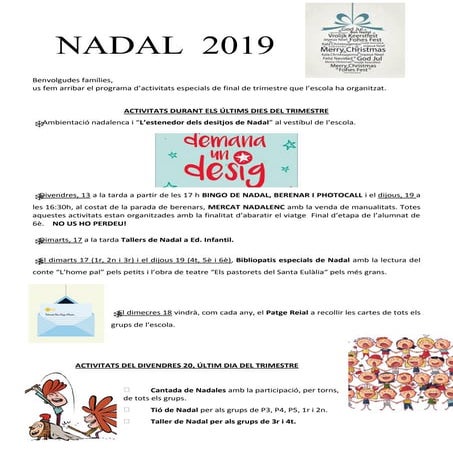 Nadal 2019 comunicat famílies | PDF