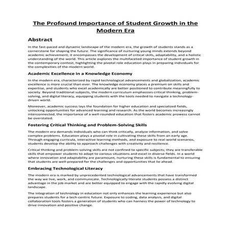 The Importance of School: Building Foundations for Future Success | PDF
