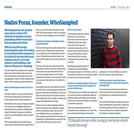 MusicAlly's Interview with Nadav Poraz, WhoSampled.com