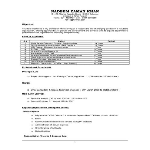 Nadeem Zaman Cv | DOC