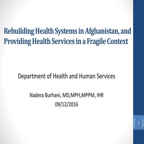 Rebuilding Health Systems in Afghanistan, and Providing Health Services ...