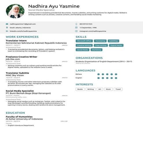 Nadhira yasmine's resume | PDF