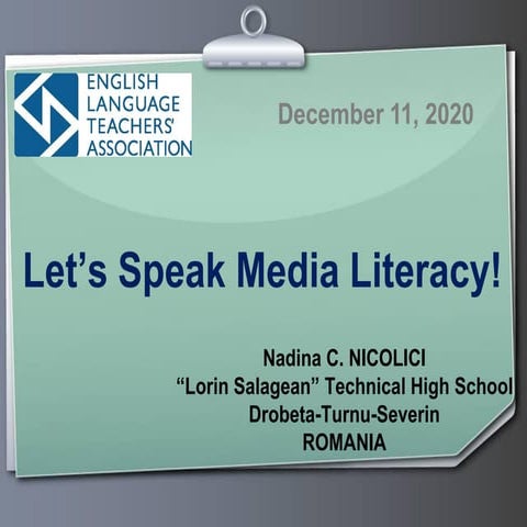 Nadina Carmen Nicolici - Let’s speak media literacy! | PDF | Internet ...