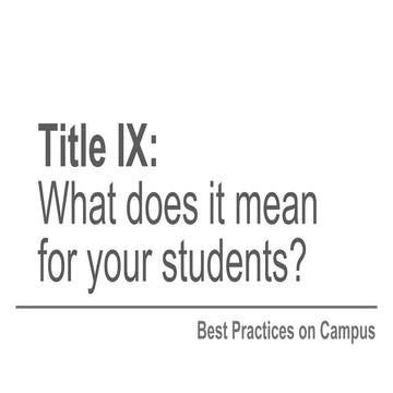 Title IX: What does it mean for your students? | PDF