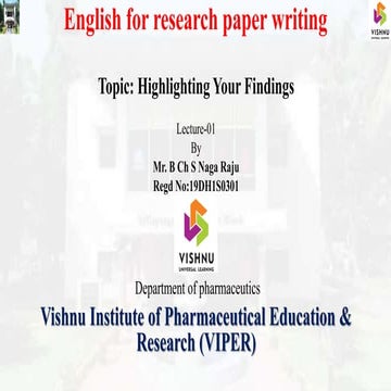 English for research paper writing, Highlighting your findings | PPT