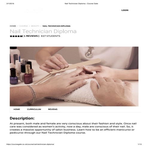 Nail Technician Diploma - Course Gate | PDF