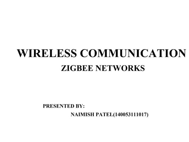 Zigbee Networks Ppt