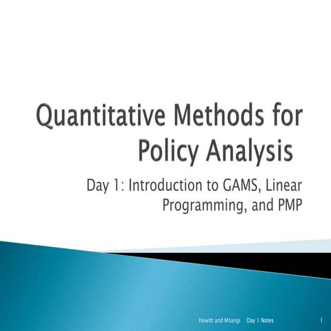 Biosight: Quantitative Methods for Policy Analysis - Introduction to ...