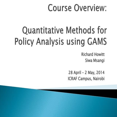 Biosight: Quantitative Methods for Policy Analysis using GAMS | PDF