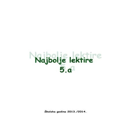 Najbolje lektire 5.a | PDF