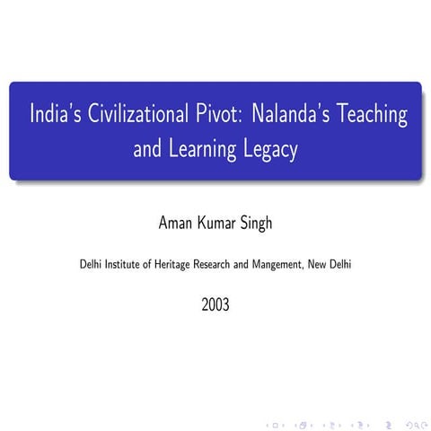 Ancient Educational Institutions: Takshashila, Nalanda and Valabhi | PPTX