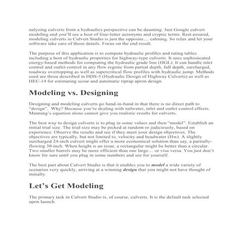 nalyzing culverts from a hydraulics perspective can be daunting.docx