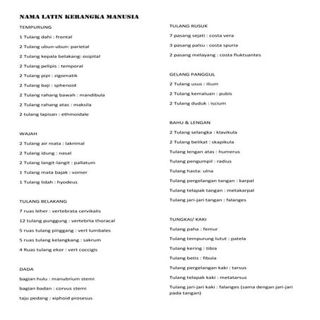 Nama latin organ tubuh manusia