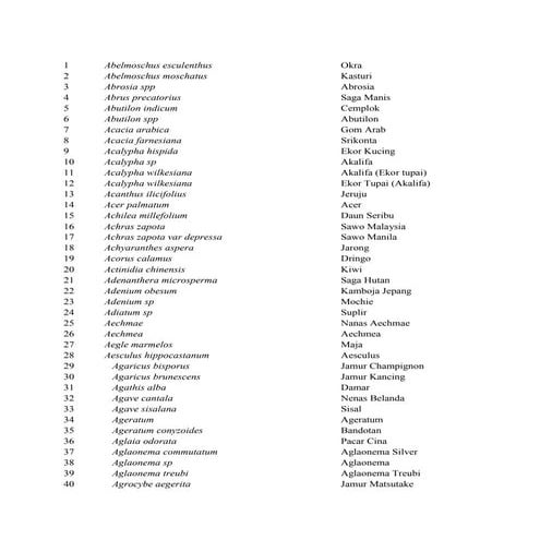 Nama Tumbuhan ( Latin- daerah ) | DOCX