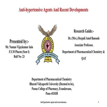 Anti-hypertensive agent and Recent developements | PDF